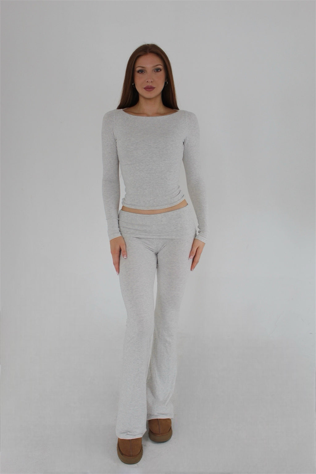 Grey Fold Over Flare Pant – RAEVA
